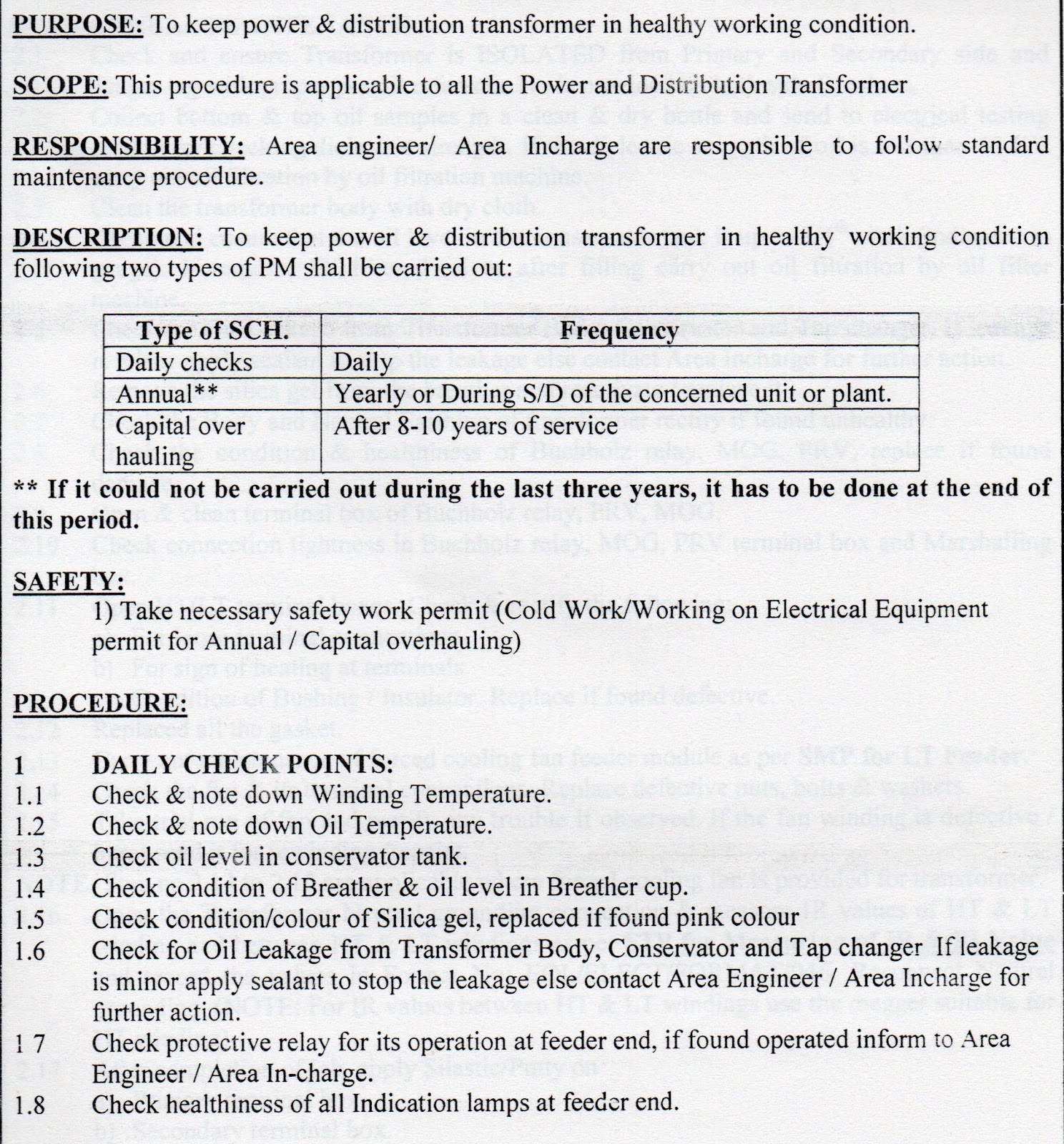 StanderdsElectrical: STANDARD MAINTENANCE FOR TRANSFORMER