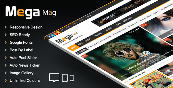 Mega Mag v1.30 – Responsive Magazine Blogger Template - Template Tin ...