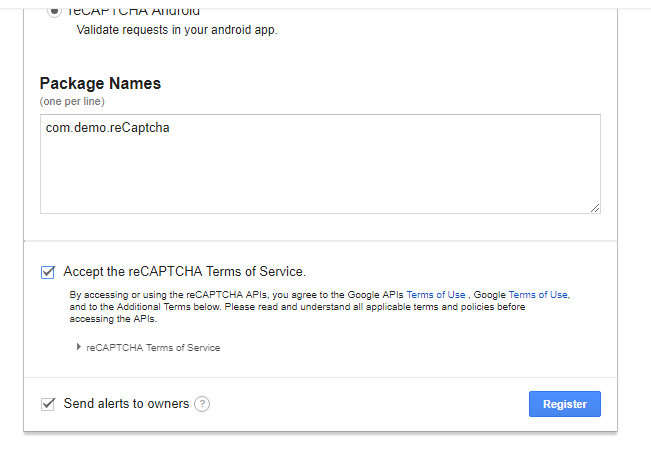 How to integrate Google’s reCaptcha Validation in Android