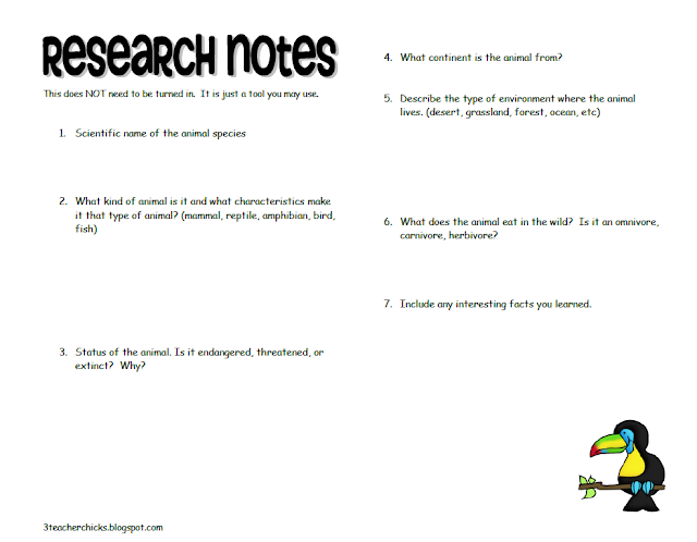 3 Teacher Chicks: Creature Feature Animal Project