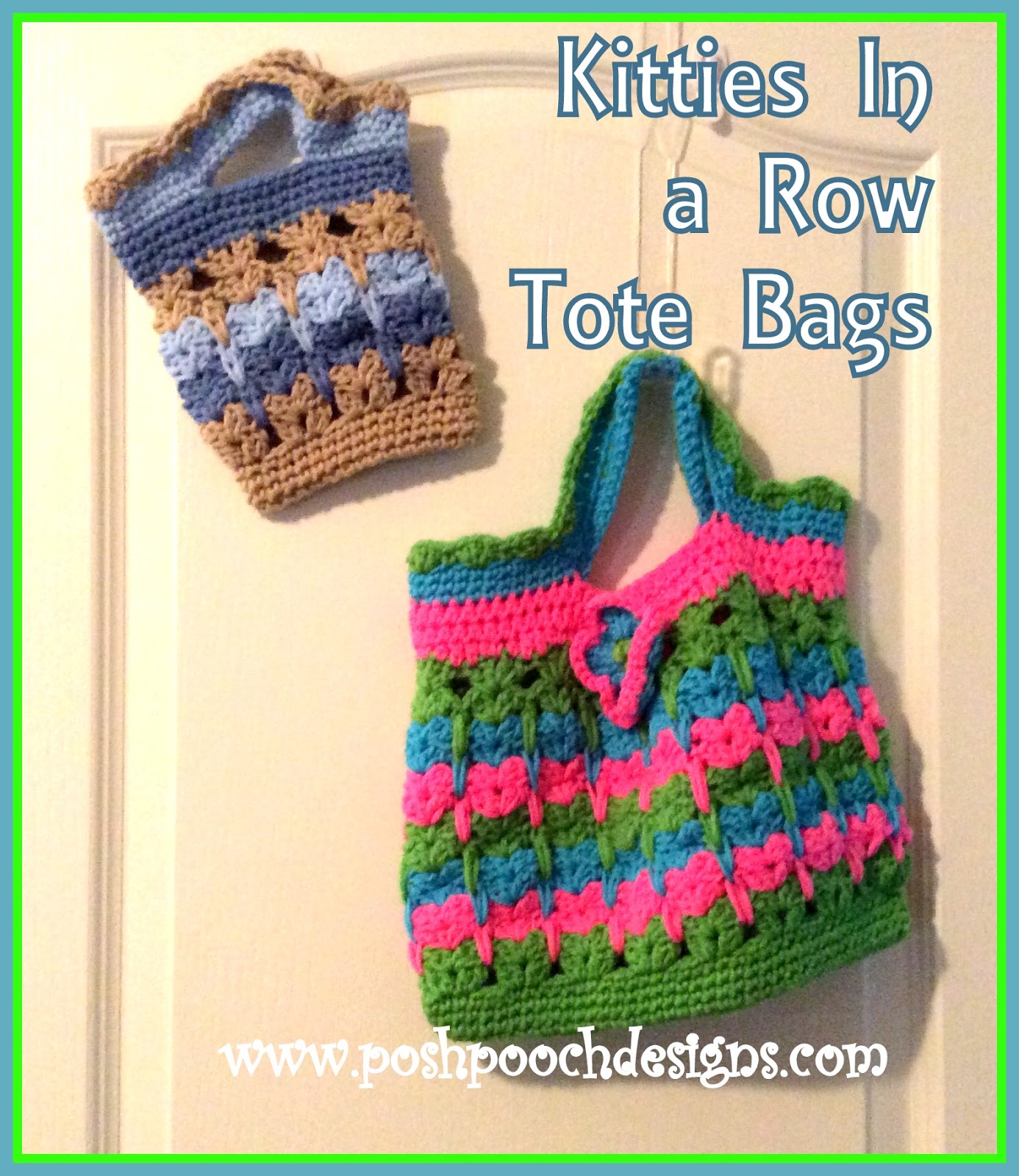 Posh Pooch Designs : Kitties In A Row Tote Bag Free Crochet Pattern ...