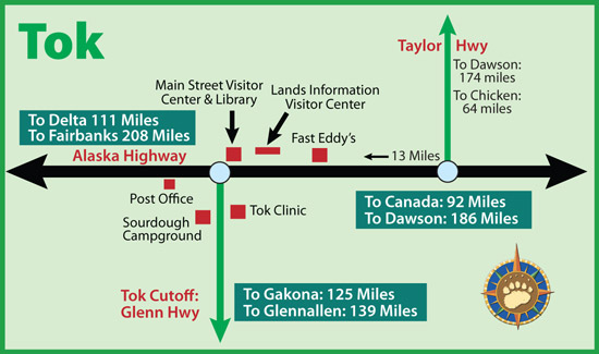 Maps of Alaska Roads By Bearfoot Guides: Map of Tok, Alaska
