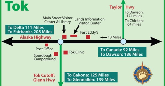 Maps of Alaska Roads By Bearfoot Guides: Map of Tok, Alaska