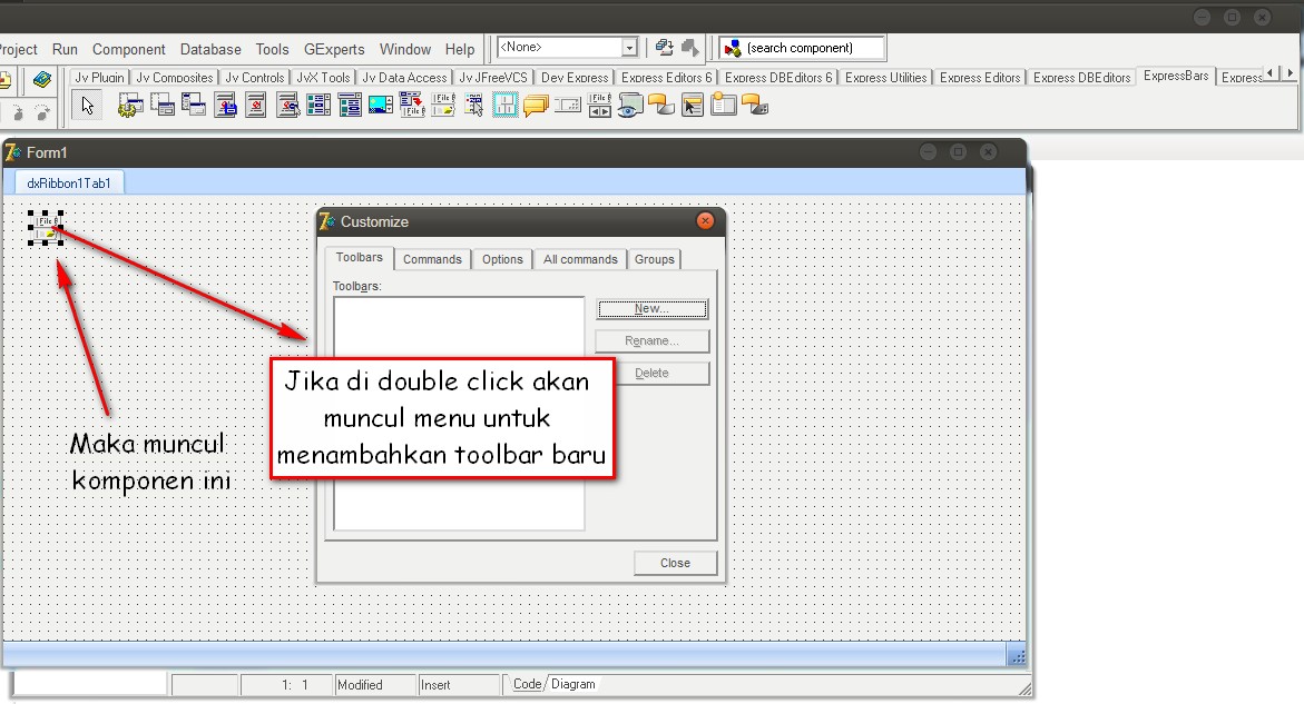 Getting Started with Arduino and Genuino UNO: DELPHI7 :: Cara Membuat Tampilan Ribbon dengan Delphi