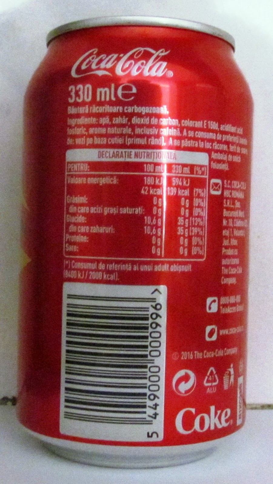LATAS Y BOTELLAS COLECCIÓN: COCA COLA 330ML, ORIGEN RUMANIA 2016 - EURO2016
