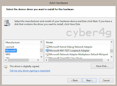 Cara Install Microsoft Loopback Adapter Pada Windows | Cyber4G Blog