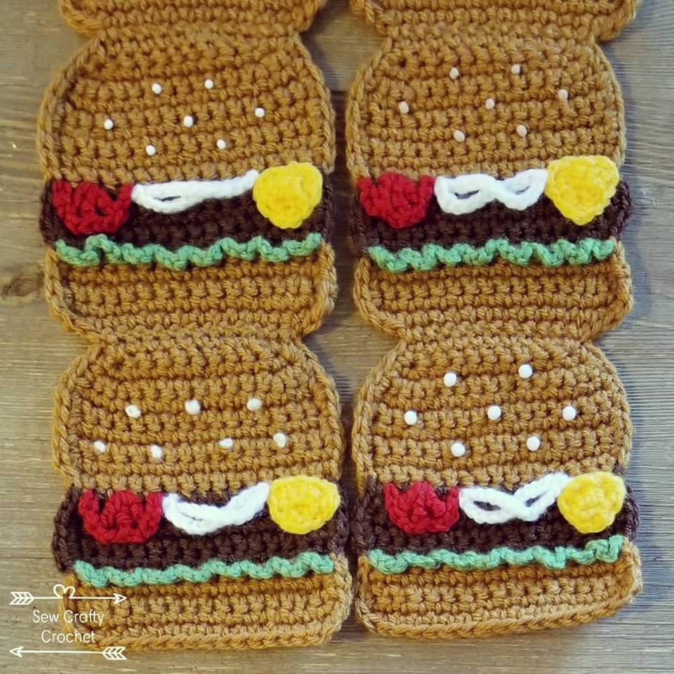 Crochet Cheeseburger Scarf - Sew Crafty Crochet