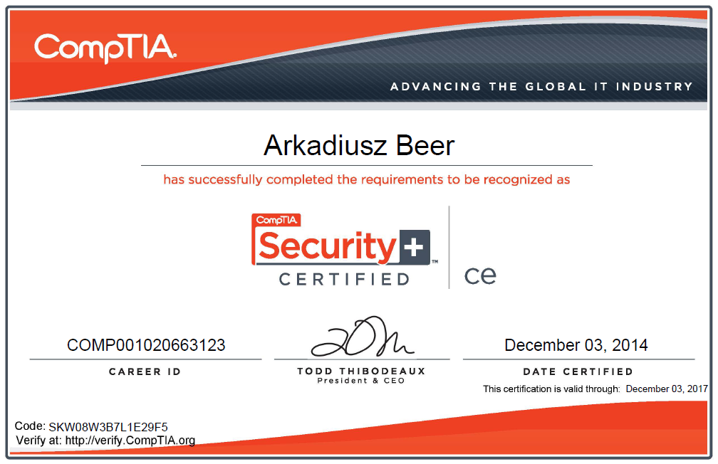 arek on software: Jestem po COMPTIA Security+