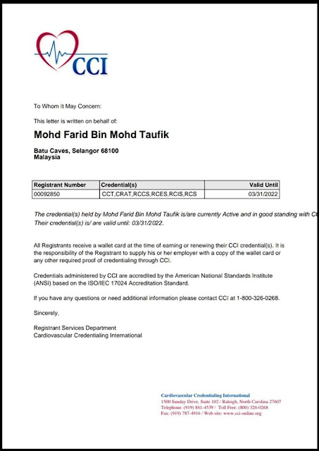 CVT Mohd Farid: Cardiovascular Credentialing International CCI Letter ...