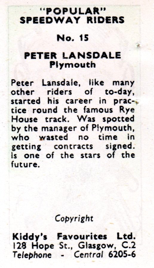 Speedway Archive: Kiddy's Favourites Popular Speedway Riders 1950