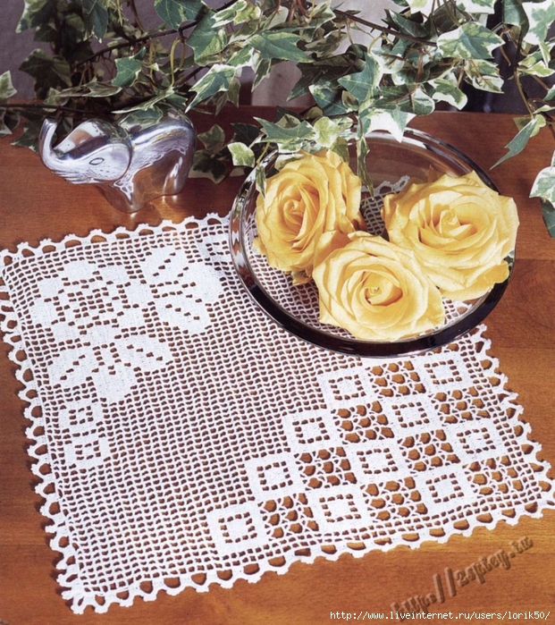 Crochet: square doily fillet crochet
