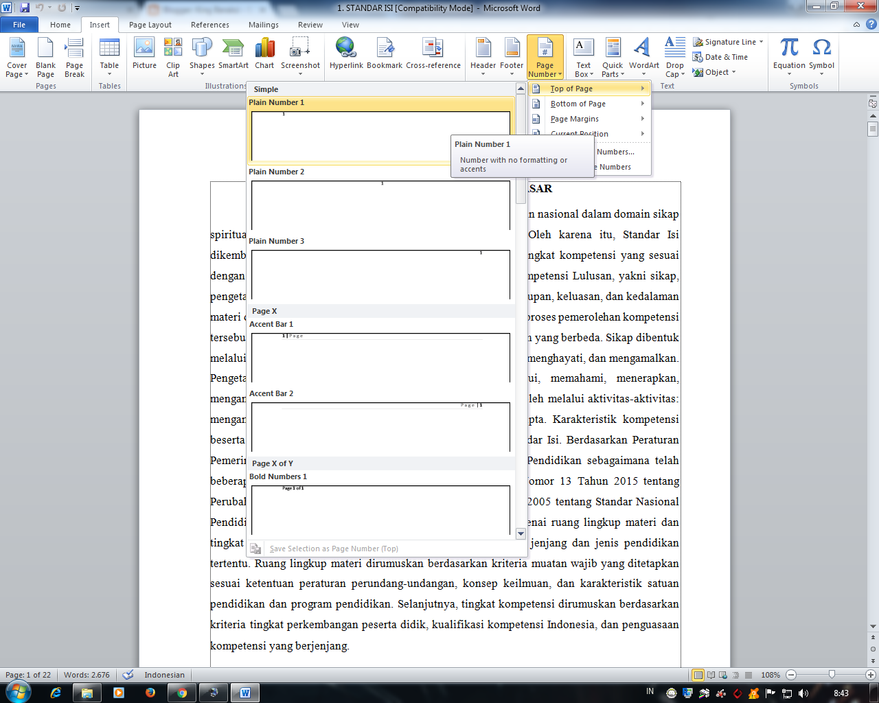 Memberi Halaman Pada Microsoft Word