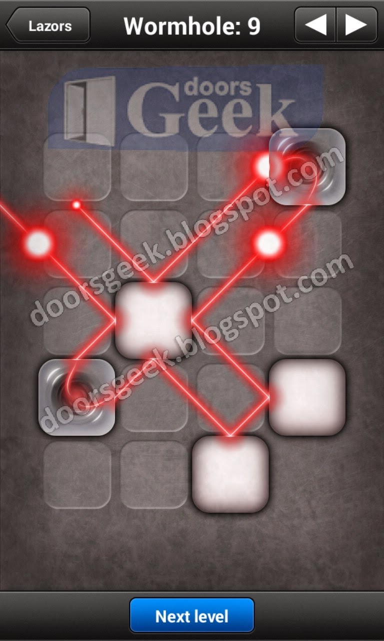Lazors [Wormhole] Level 9 Solution ~ Doors Geek