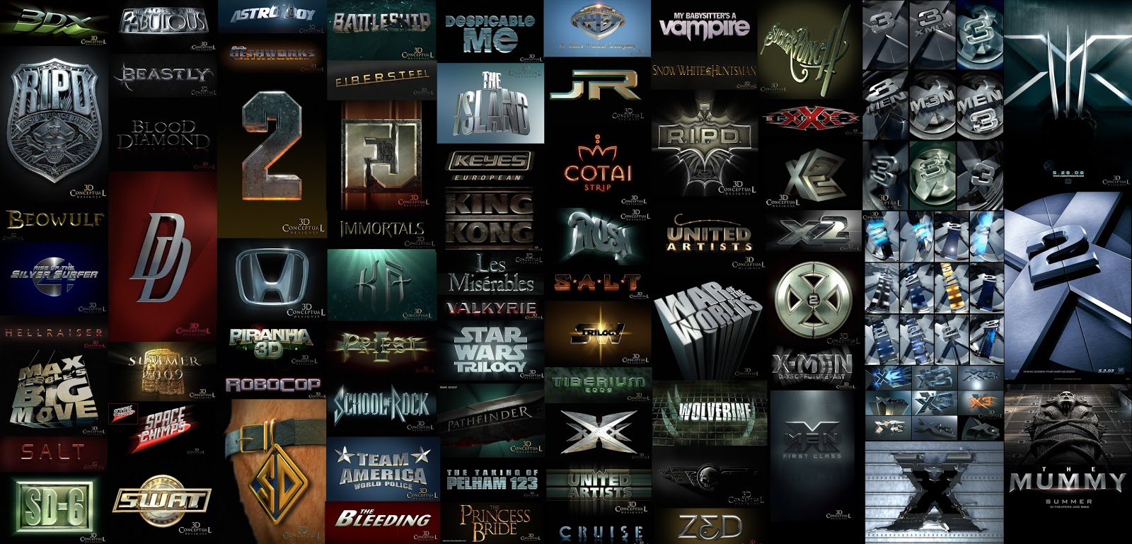 3DconceptualdesignerBlog: 3D LOGOS: Part II-Metal 3D Logos for Key Art