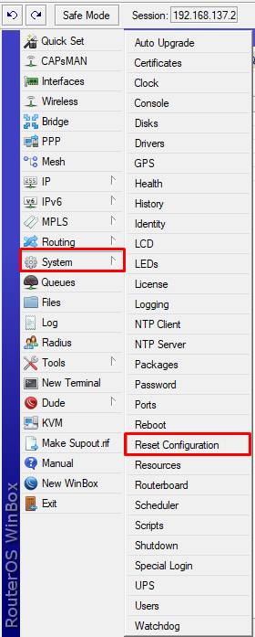 Cara Reset Konfigurasi Mikrotik
