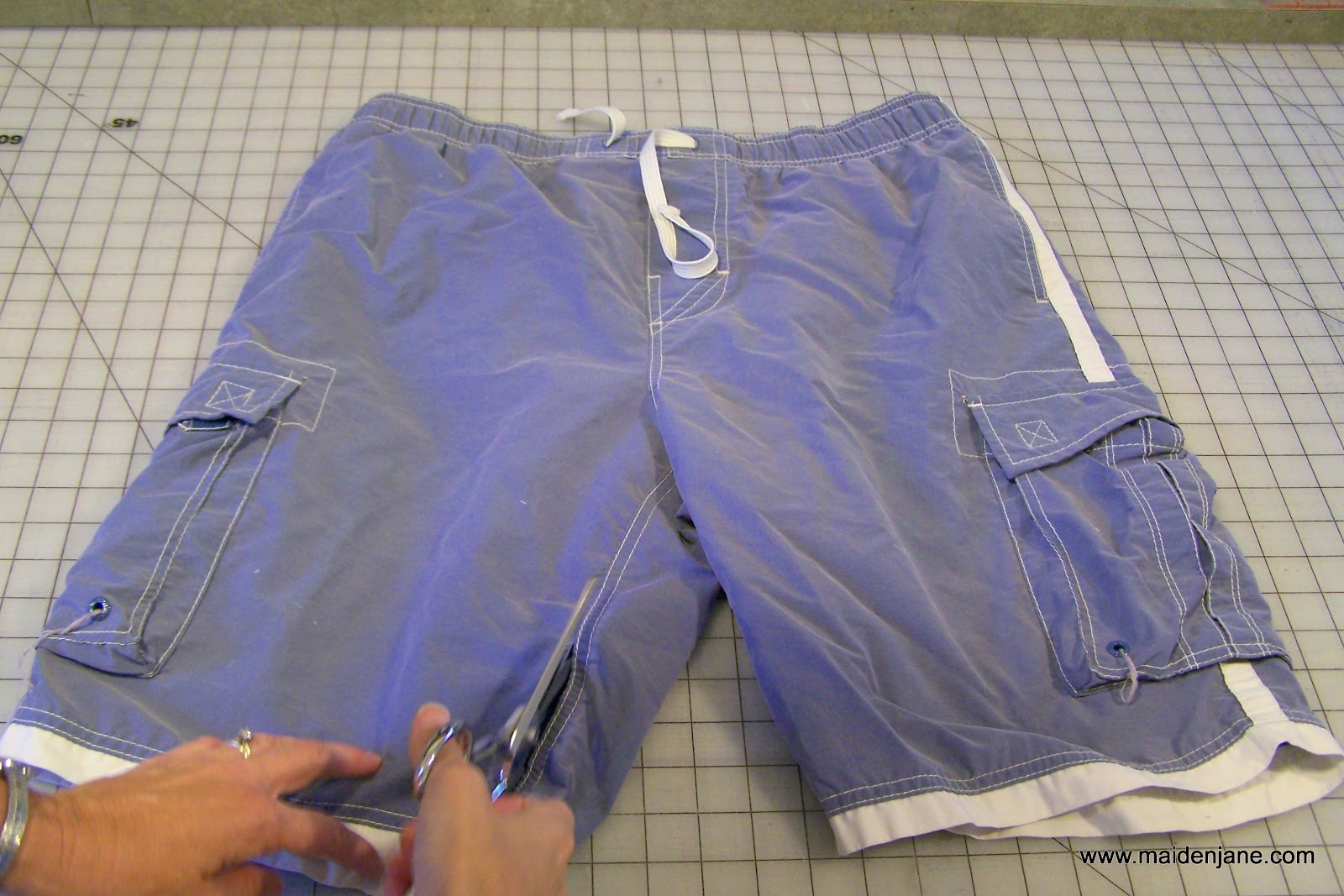 Wednesday Sewing – Swim Trunks to Drawstring Tote | Maiden Jane