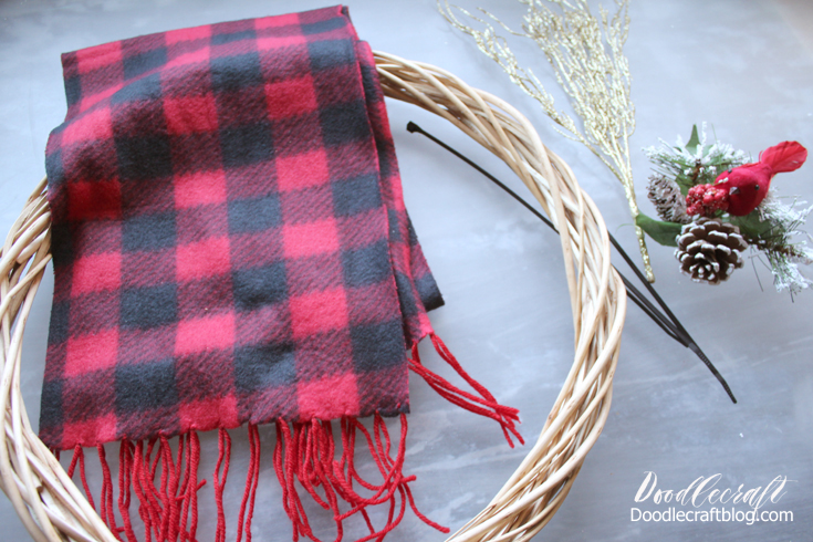 Buffalo Plaid Scarf Wreath DIY