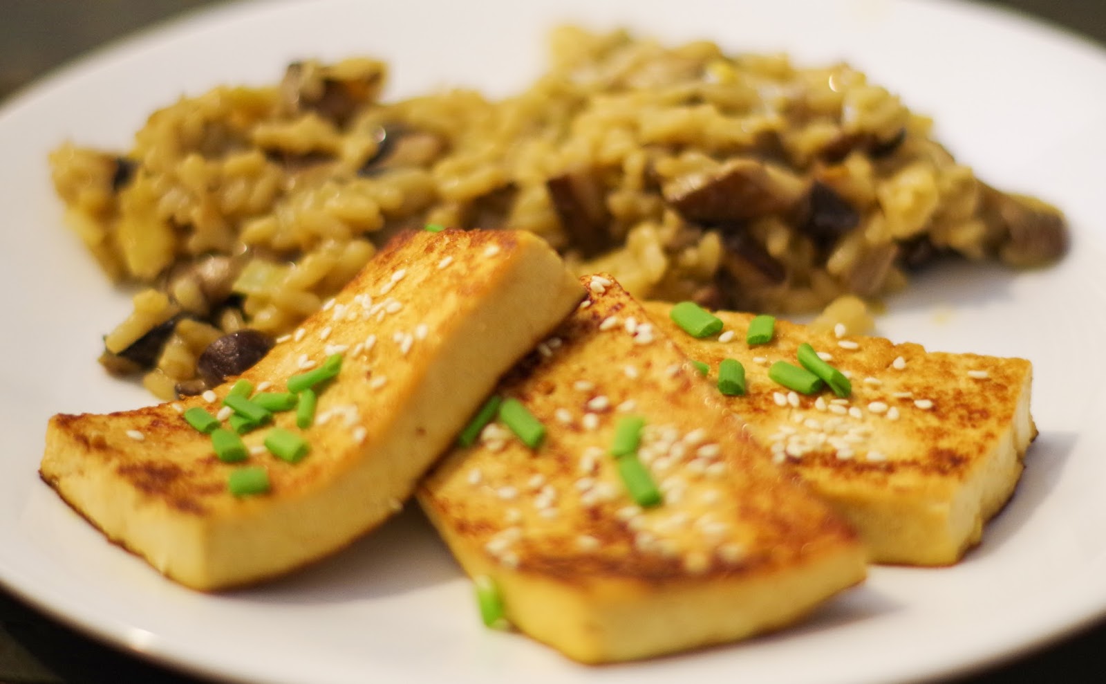 The Viking Chef: Seared Tofu with Creamy Mushroom Risotto