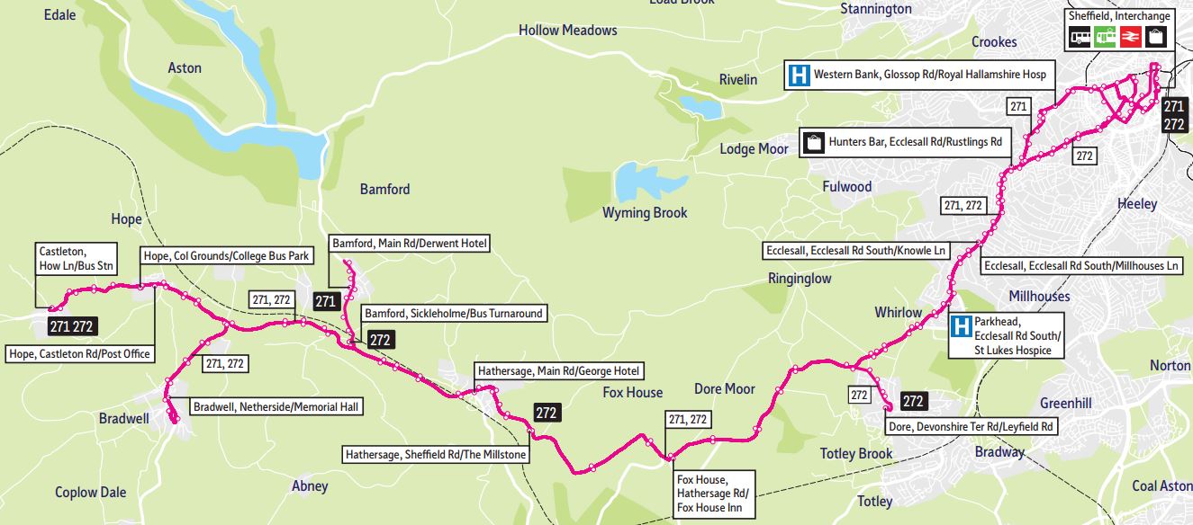 Great British Bus Routes.com: 271/272: Sheffield - Castleton