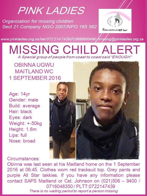 14-year-old Nigerian boy missing in Cape Town, South Africa | AfricanEagle