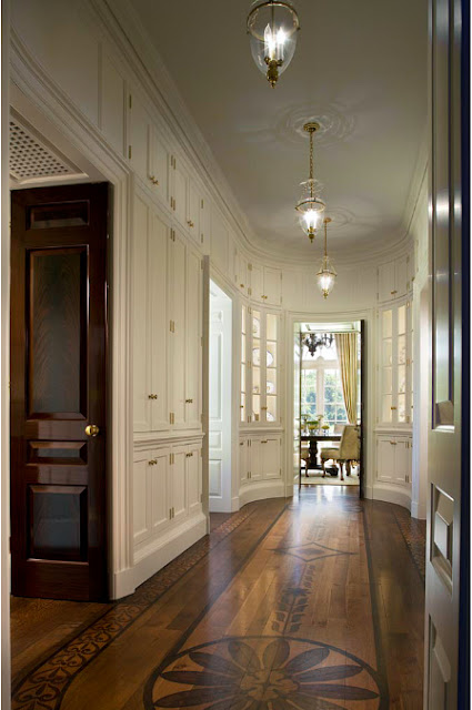 Content in a Cottage: Amazing Hallway w/ Cupboards + Stenciled Floor