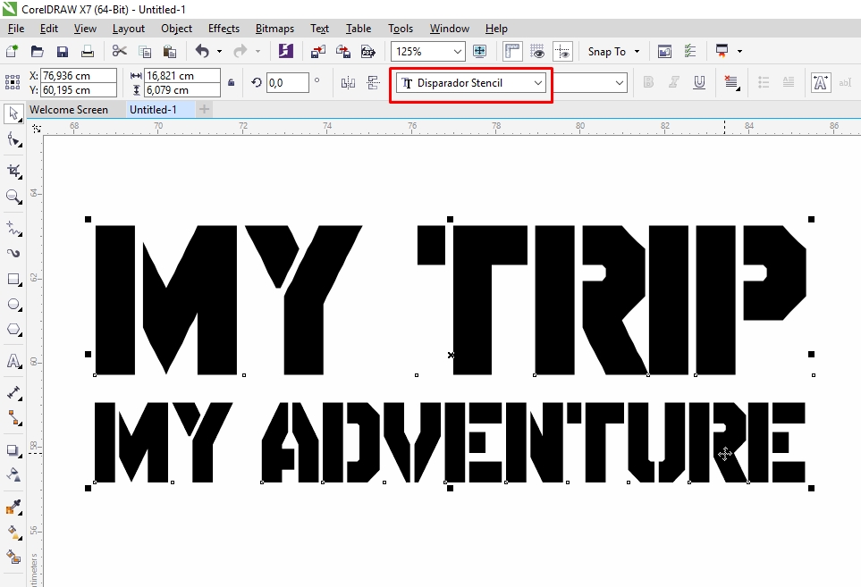 Membuat tulisan MY TRIP MY ADVENTURE CorelDRAW - Biologizone
