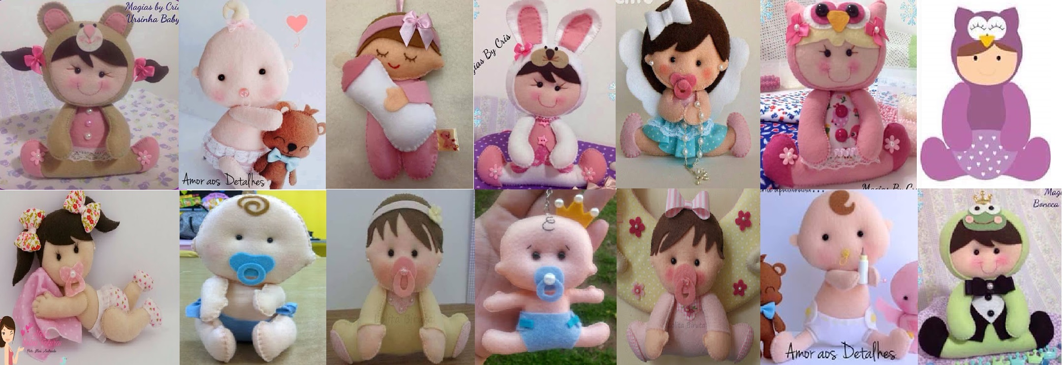 Moldes de bebês em feltro