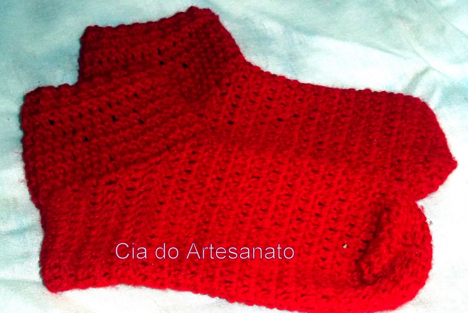 Cia do Artesanato: Meia de lã em crochê