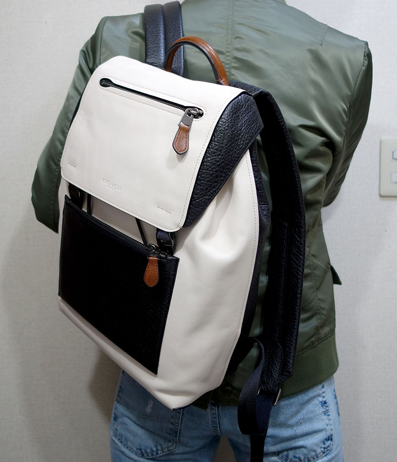 ゆるりブログ: COACH(コーチ)のマンハッタン バックパック ミックスド レザー(57759)の意表を突くカラーリングに心を砕かれる :)