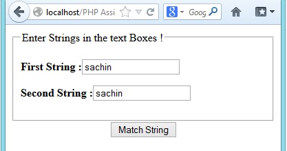 Write a PHP program to accept two string from user and check whether ...