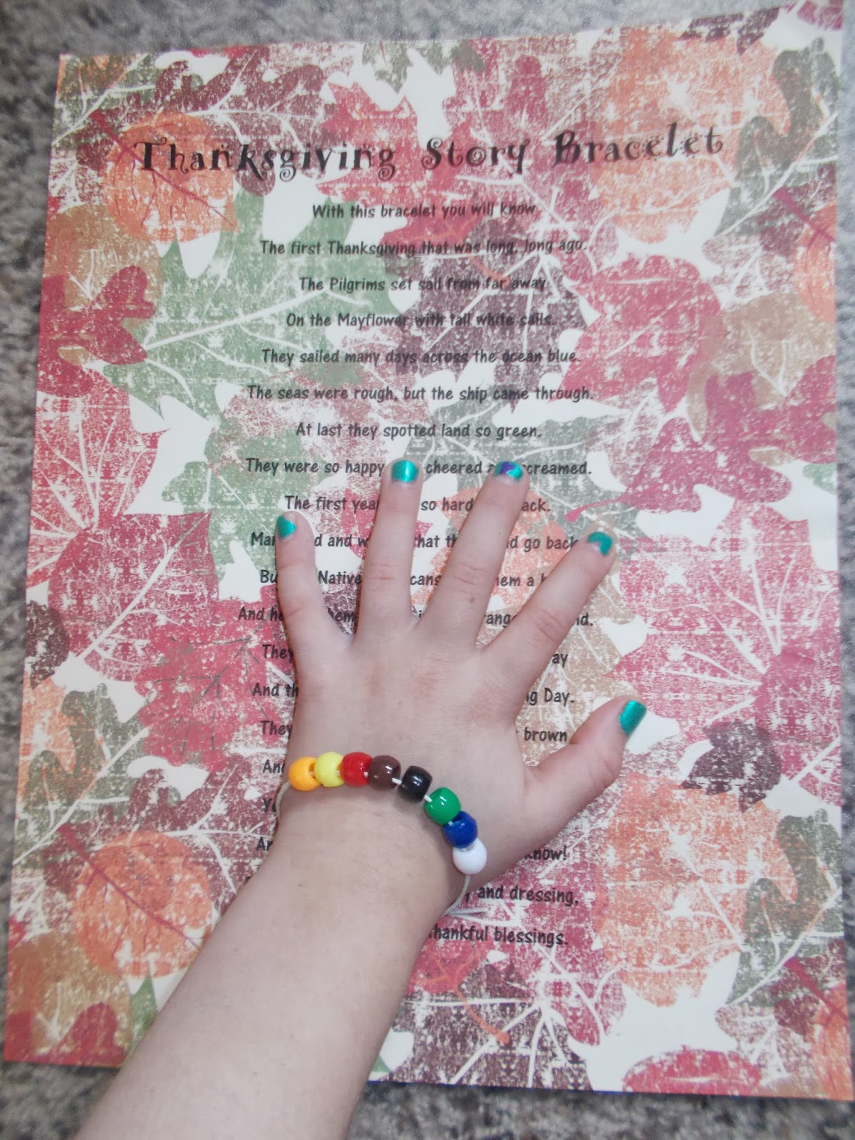 Chipman's Corner Preschool: Thanksgiving Story Bracelet