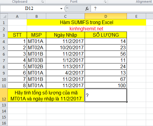Cách sử dụng hàm Sumif và hàm Sumifs trong excel