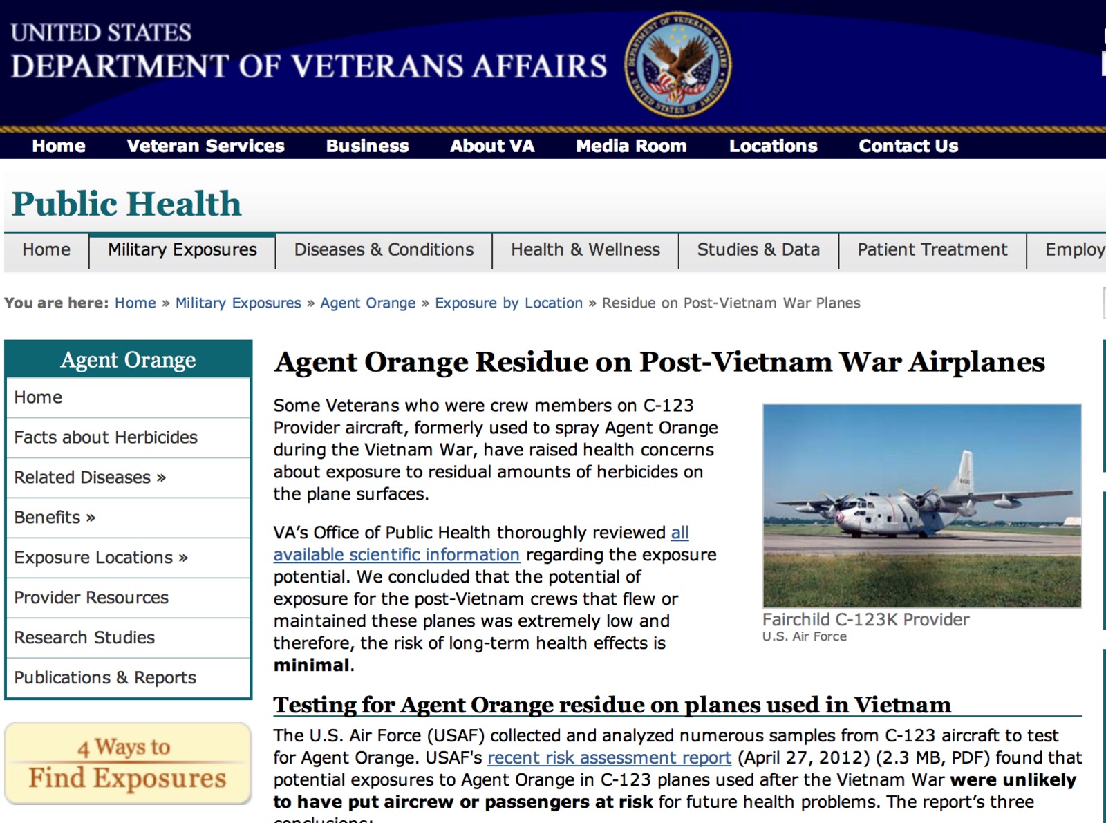 Agent Orange - C-123K Aircrew & Maintainers - VA now honors our Agent ...