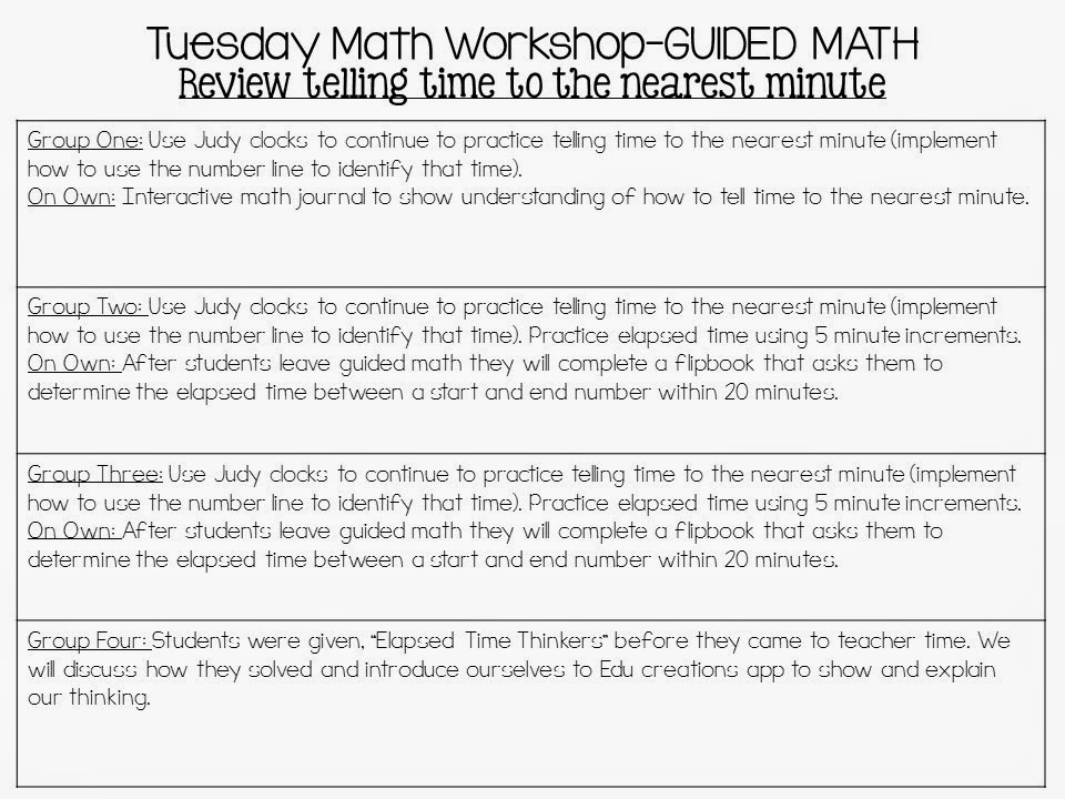4 Day Math Workshop Lesson Plans - The Teacher Talk