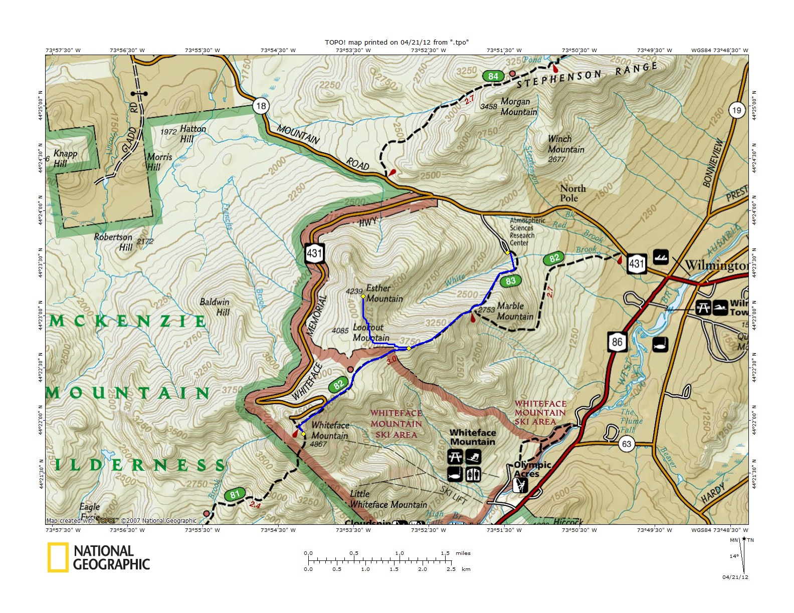 Off on Adventure: Whiteface & Esther Mountains - Wilmington, NY - 4/20/12