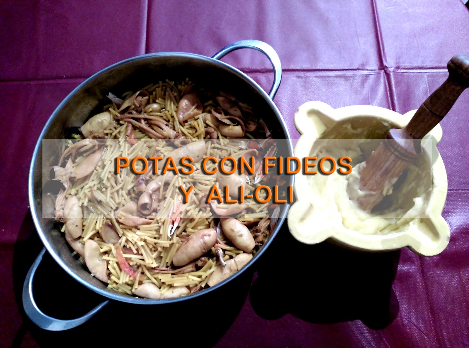 Potas con fideos y ali-oli