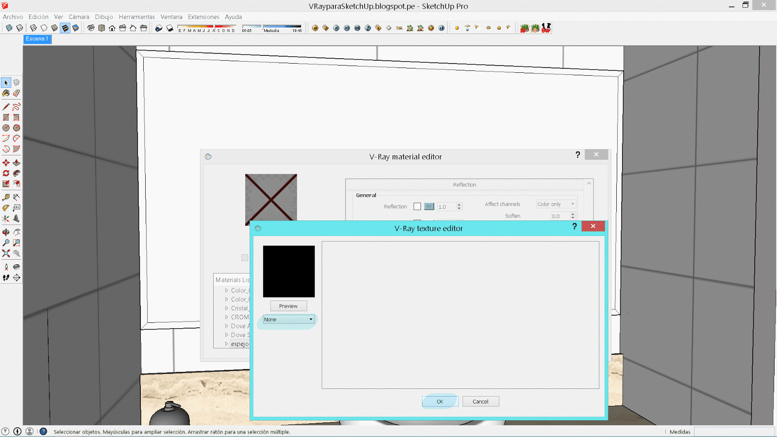 Renderizar con VRay 2.0 para SketchUp: Espejo