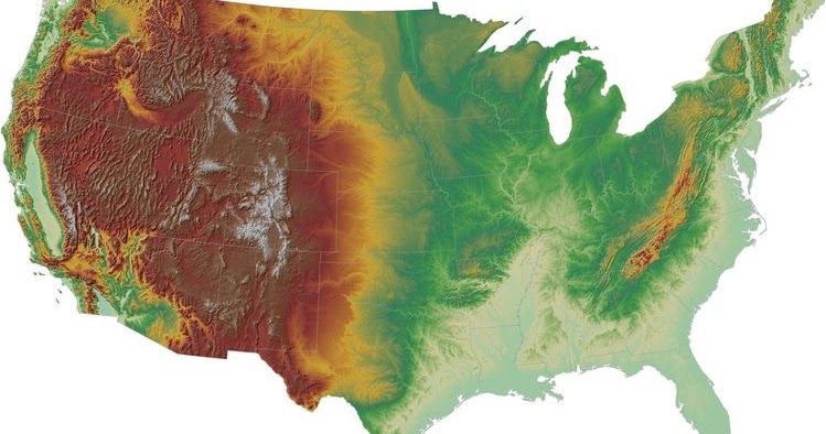 Physical Map of the United States ~ Klima Naturali™