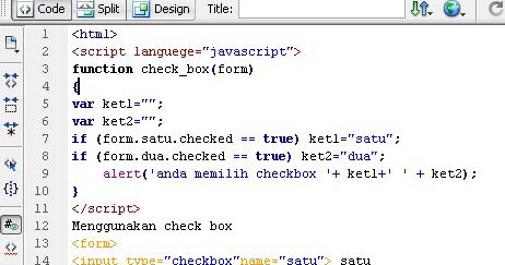 Penggunaan Check Box (java Script) dengan (HTML)