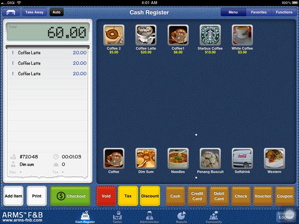 Ipad Restaurant Software/Penang Cashier System/Point of sale: Products