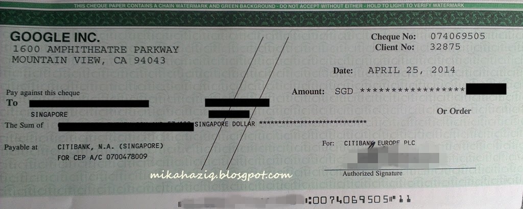 mikahaziq: My Third Google Adsense Paycheck (Singapore)
