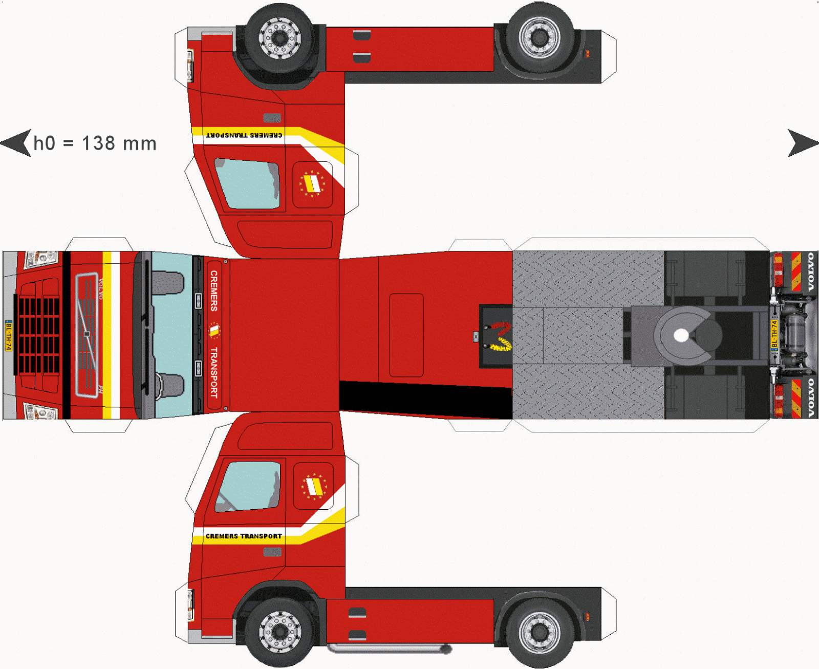 SP. Papel Modelismo: PaperCraft Volvo FH - Cremers Transport