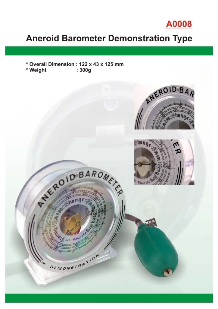 MD SUPPORT MARKETING: A0008 - ANEROID BAROMETER DEMONSTRATION TYPE