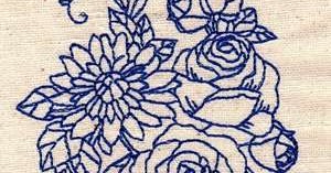 Bluework Florals Embroidery Design - 19 - embroiderylovely