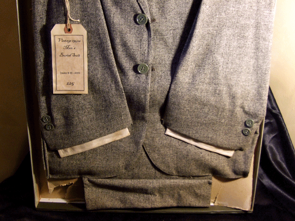 Pandora's Parlor: Spooky Vintage Burial Suit from Funeral Home