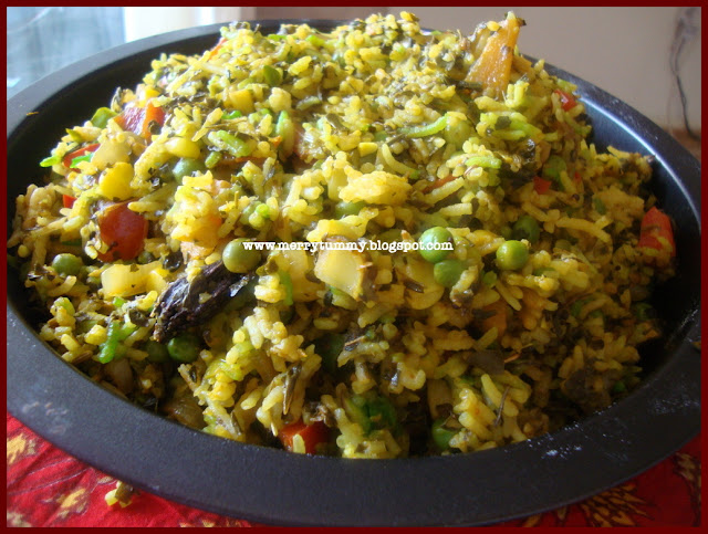 Merry Tummy: Methi Mutter Pulav / Fenugreek Peas Rice