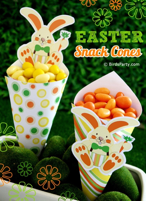 DIY Easter Bunny Snack Cones Tutorial - Party Ideas | Party Printables Blog