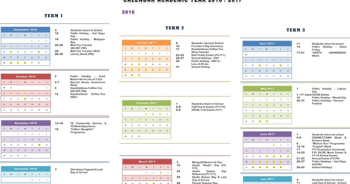 Sayfol International School Sabah Blog: Calendar