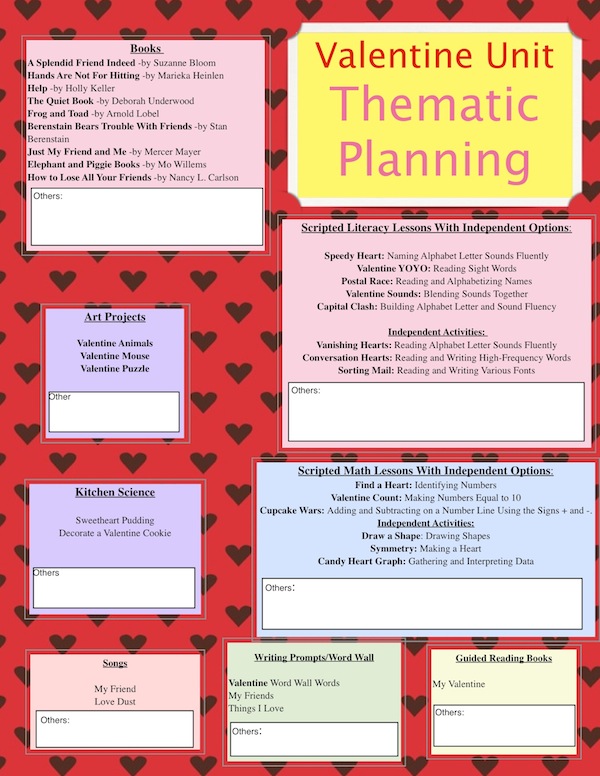 Kindergarten Kiosk: Valentine Thematic Unit