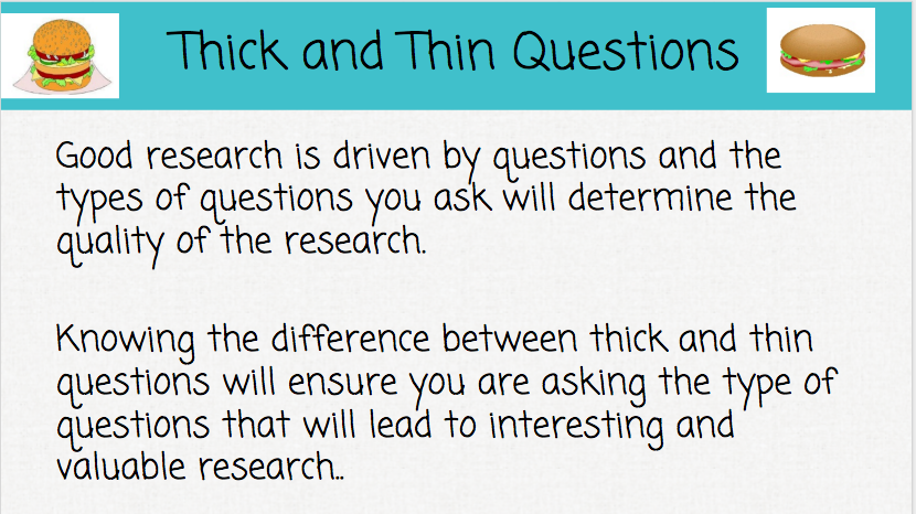 Reederama: Learning about Thick and Thin Questions